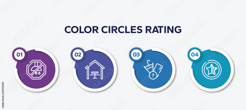infographic element template with color circles rating outline icons ...