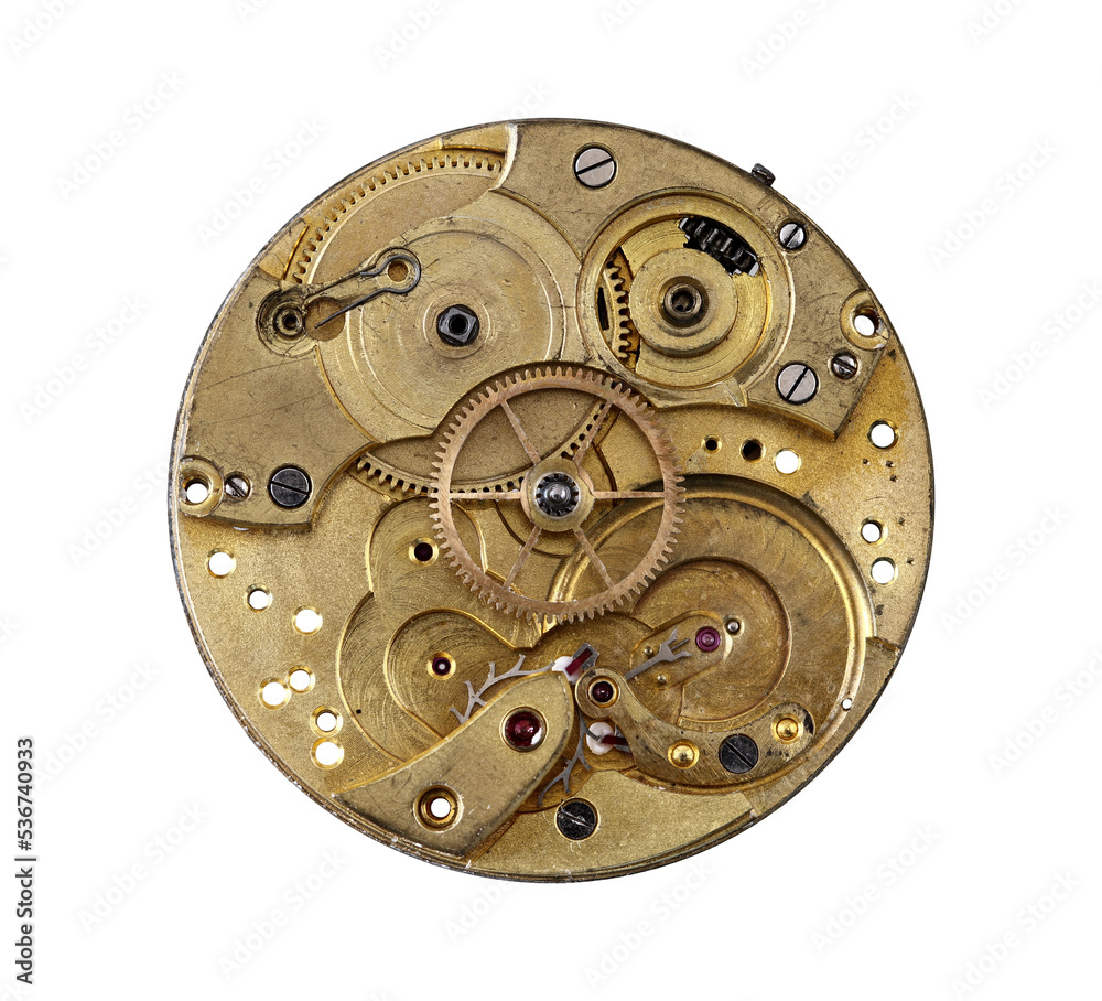 Detail of the clockwork mechanism on transparent background Stock Photo ...