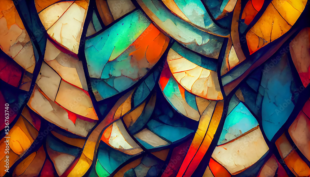 Colorful stained glass window. Abstract stained-glass background. Art ...