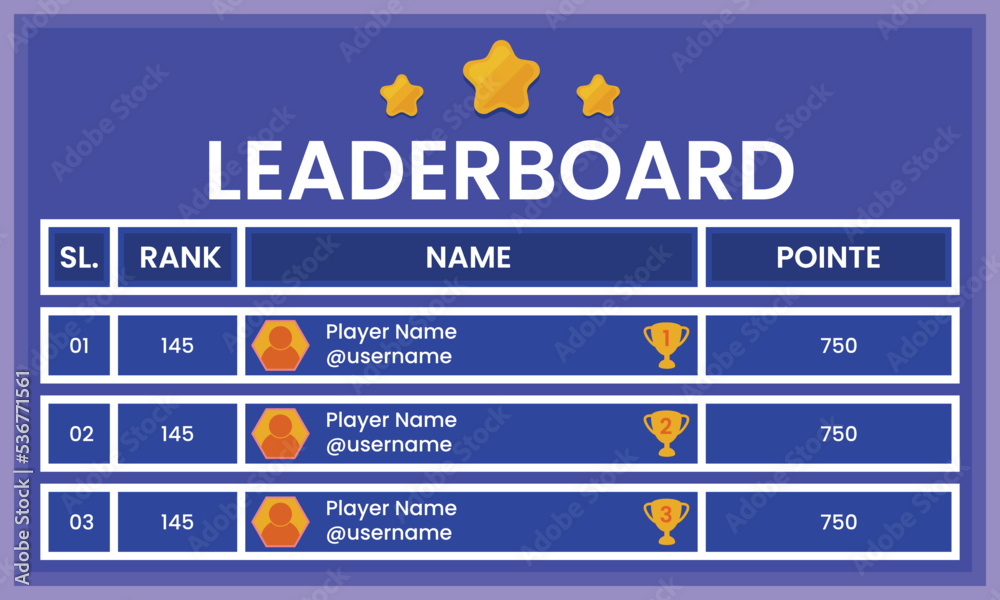 Game Leaderboard, game leaderboard design, leaderboard template Design ...