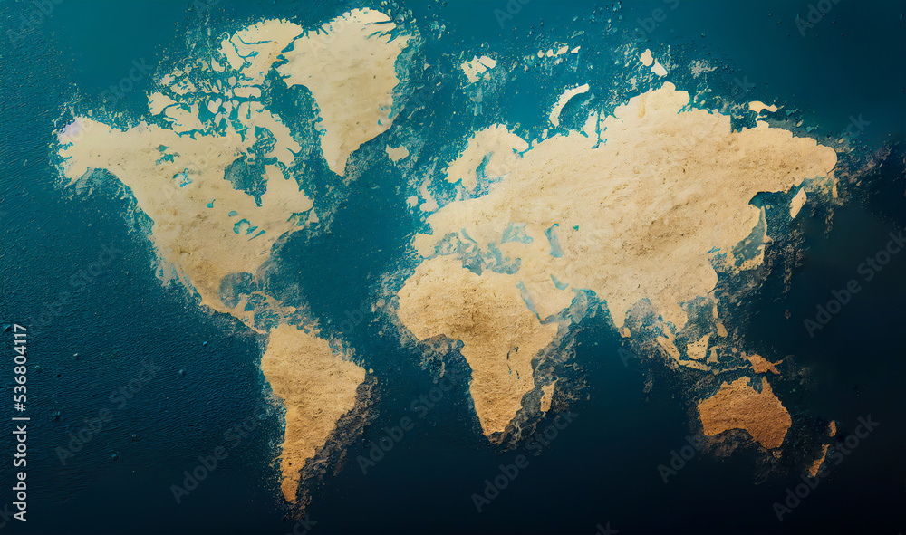 Spectacular realistic world map, geological planisphere, for poster and ...