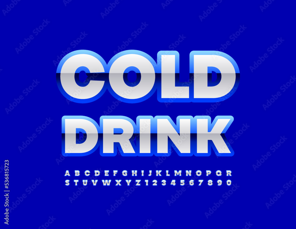 Vector creative logo Cold Drink. Glossy Font. Modern bright Alphabet ...