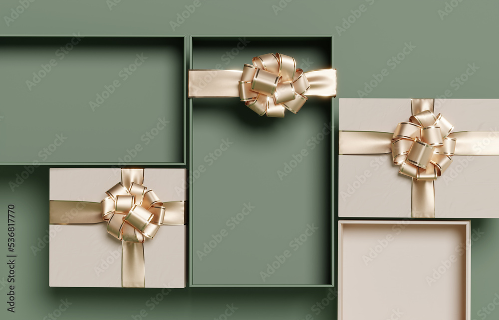 3D background gift box display for cosmetic product presentation ...