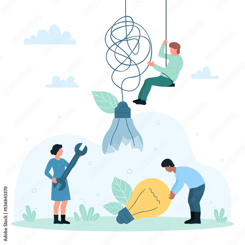 Tech support and maintenance service vector illustration. Cartoon tiny ...