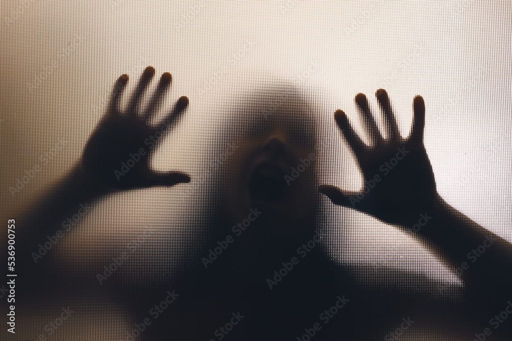 Shadowy figure behind glass - horror background Stock Photo | Adobe Stock