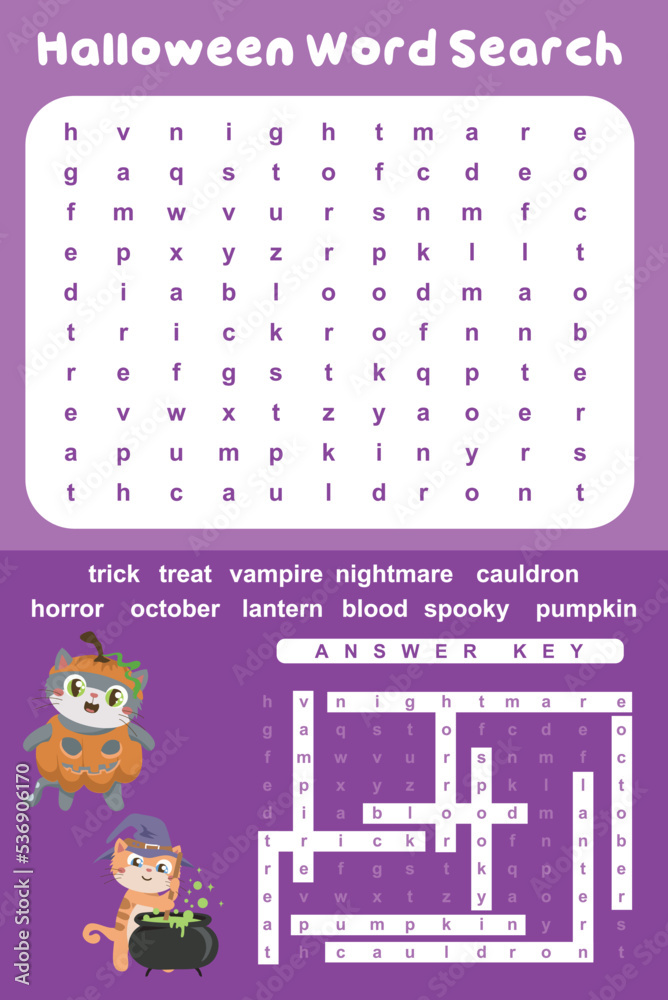 Halloween word search worksheet. crossword worksheet Halloween theme ...