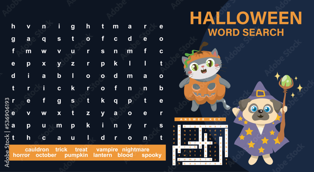 Halloween word search worksheet. crossword worksheet Halloween theme ...