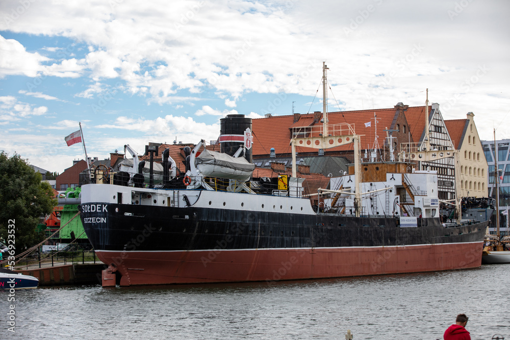 Soldek the first ship built in Poland after World War II to the Gdansk ...