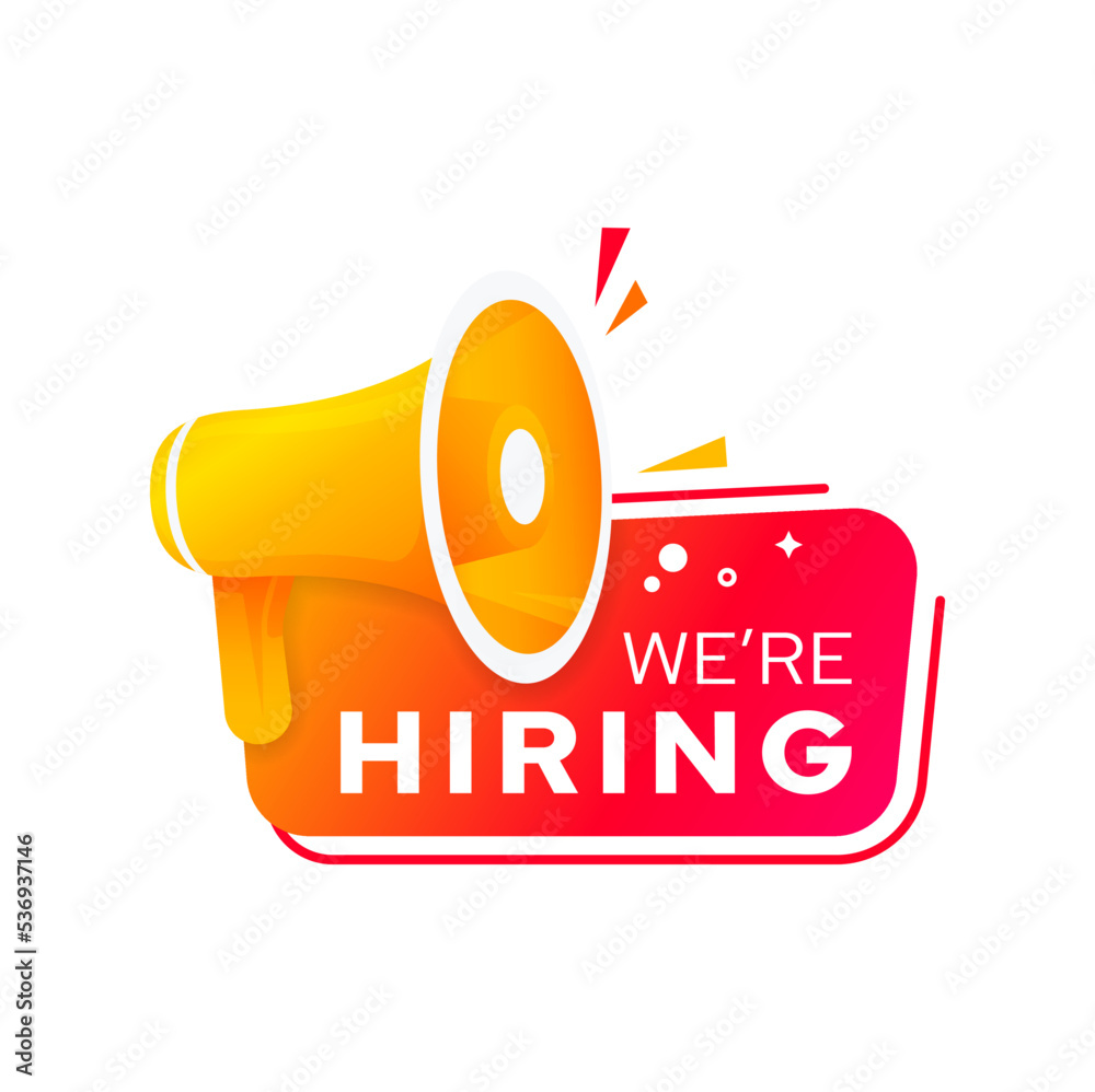 We are hiring, vacancy or job offer icon. Job candidate search, staff ...