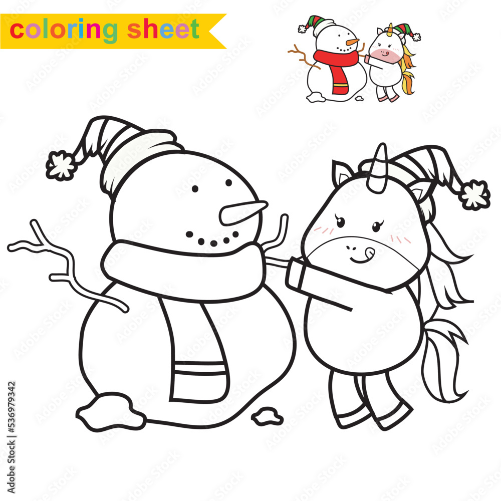 Cute unicorn with Christmas theme illustration. Educational printable ...