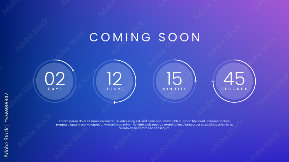 Coming soon countdown timer for website Stock Vector | Adobe Stock