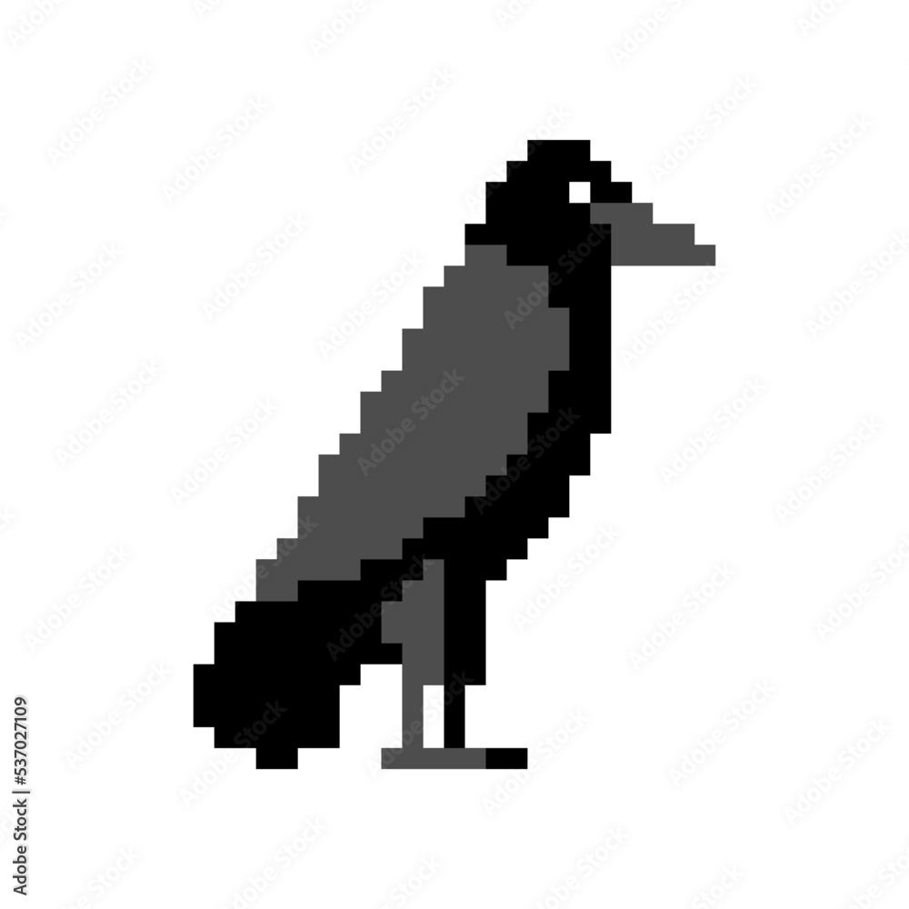 Pixel art Black Raven isolated. pixelated Black crow symbol of death 8 ...