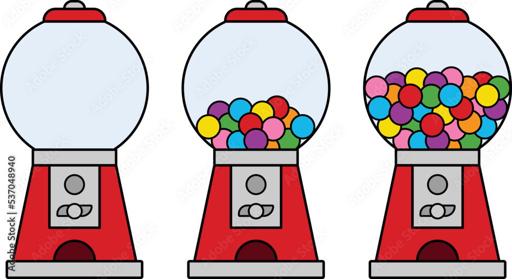 Gumball Vending Machine Clipart Set - Color Stock Vector | Adobe Stock