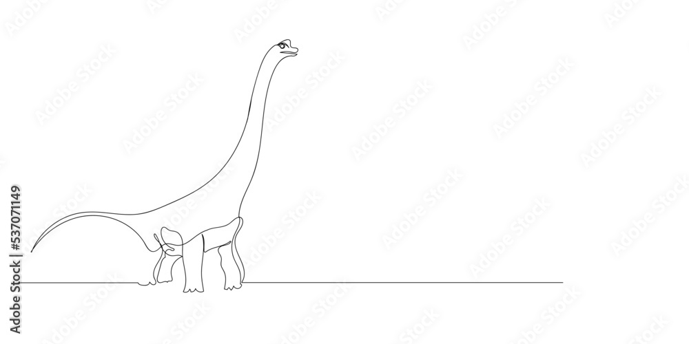 continuous line Brachiosaurus. line drawing of dinosaur type ...