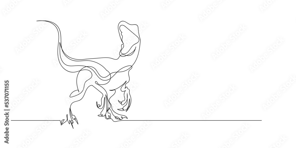 continuous line Allosaurus. line drawing of ancient Allosaurus ...
