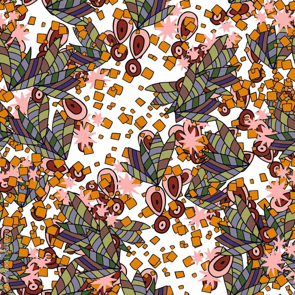 Fantasy messy freehand doodle geometric shapes seamless pattern ...