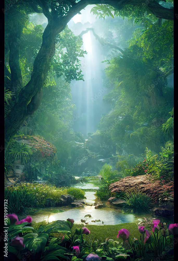 Garden of Eden, beautiful jungle rainforest nature background wallpaper ...
