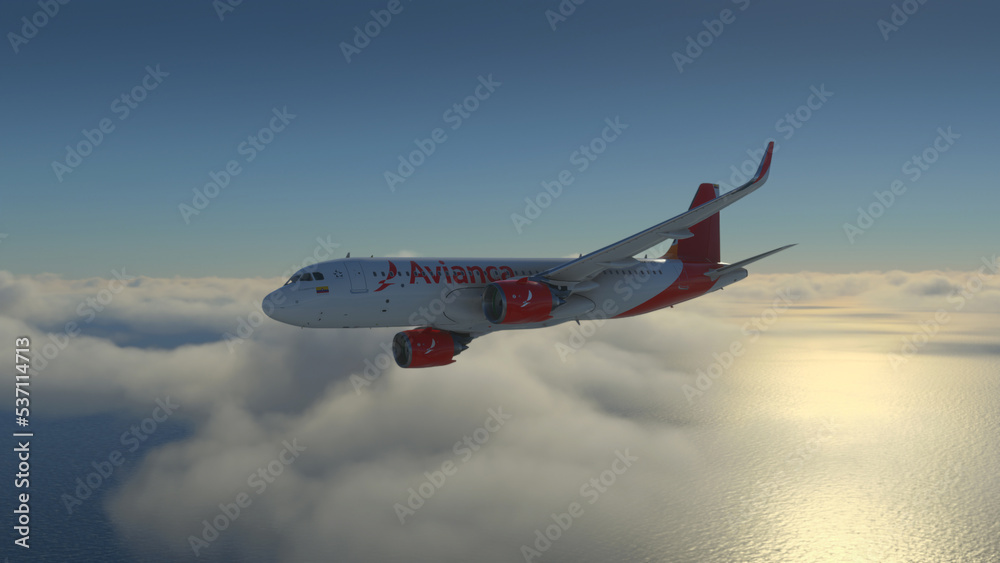 Airbus a320 Avianca flying over the clouds, 10 Oct, 2022, Bogotá ...