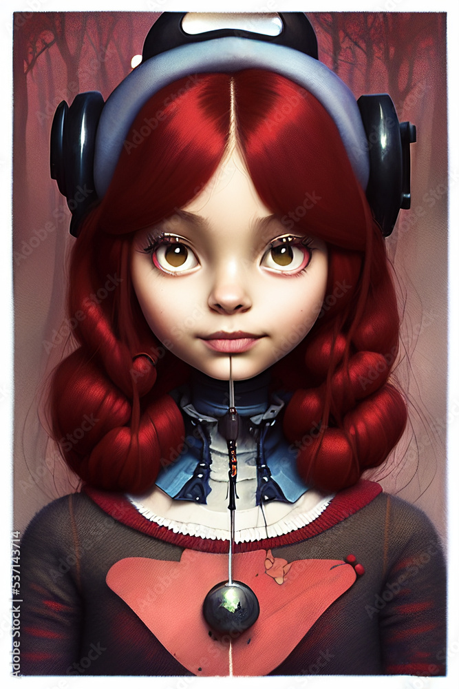 Cartoon female character, young girl. Model released and custom trained ...