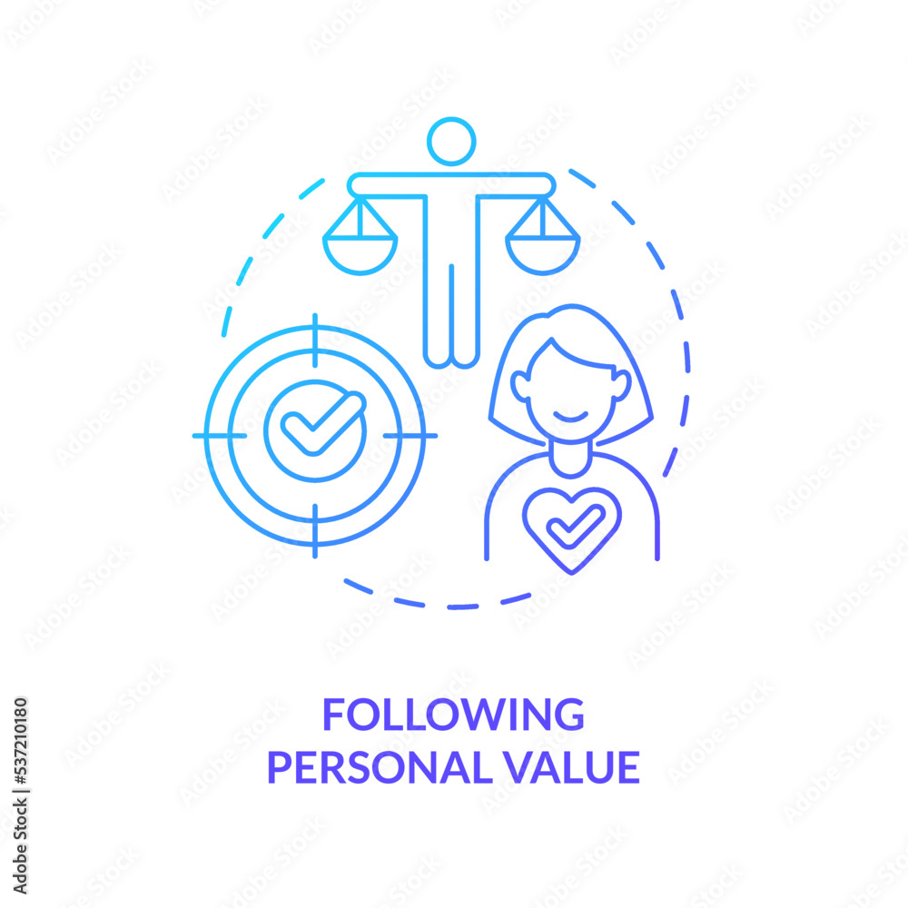 Following personal values blue gradient concept icon. Business strategy ...