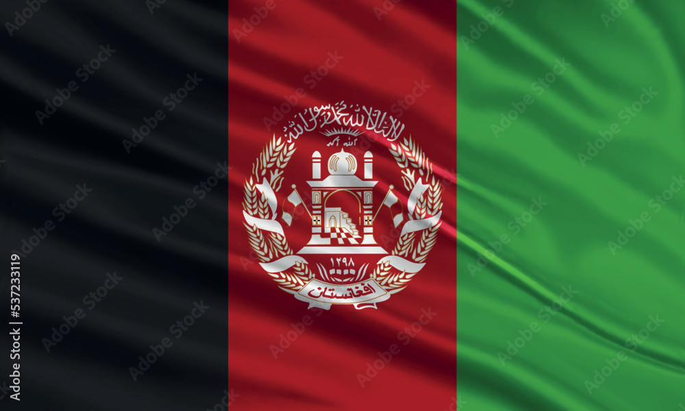 Afghanistan flag design. Waving Afghanistan flag made of satin or silk ...