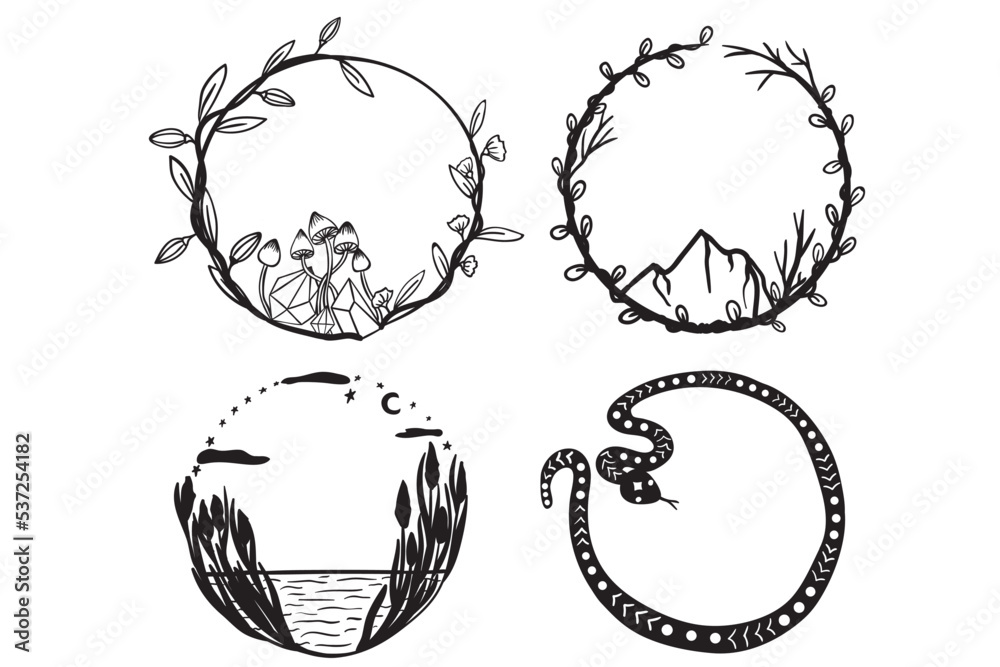 Image vectorielle Stock Boho frame Svg, Wreath Svg Bundle, Floral Frame ...