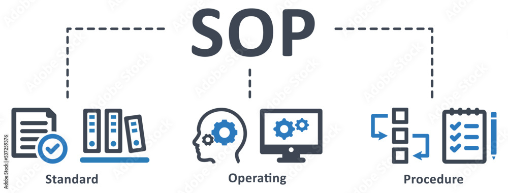 SOP icon - vector illustration . sop, standard, operating, procedure, instruction, quality ...
