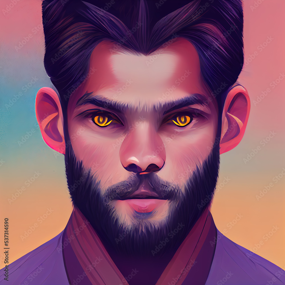Wolf man portrait. The wolf turned into a man. Digital illustration ...