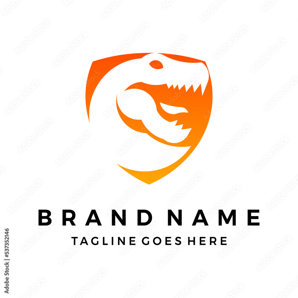 Head of T-Rex shield Tyrannosaurus logo vector Stock Vector | Adobe Stock