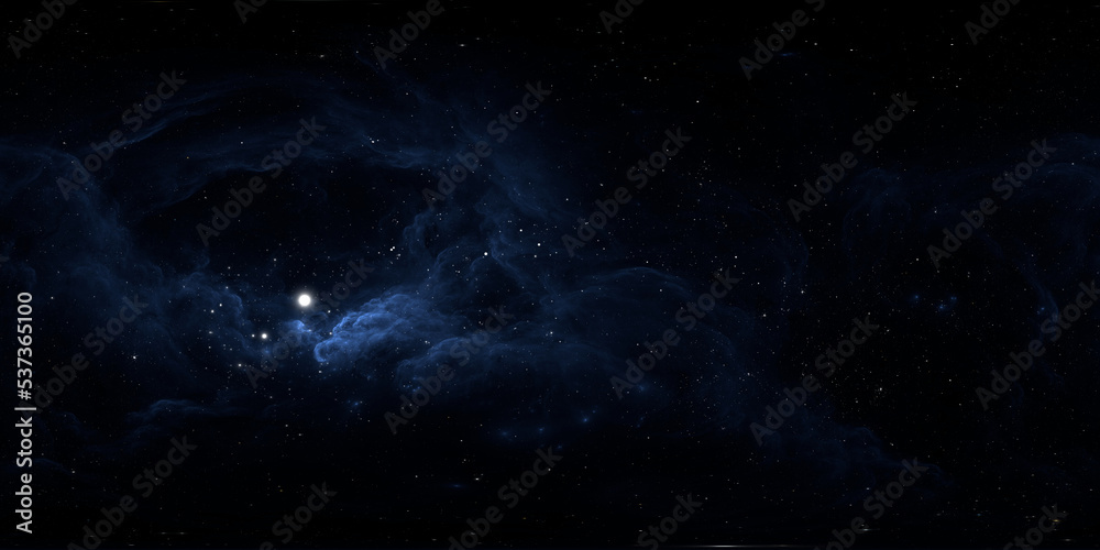 360 degree space background with nebula and stars, equirectangular ...