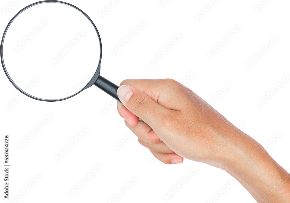 Hand with magnifying glass Stock Photo | Adobe Stock