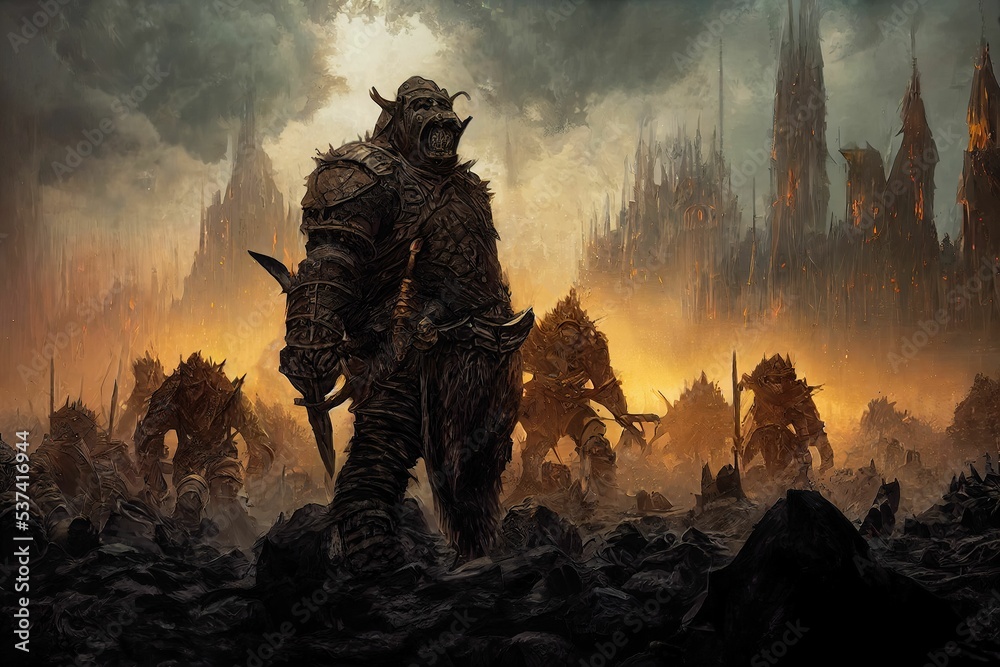 Fantasy battle war illustration art digital artwork dark sci-fi epic scifi orcs elves army ...