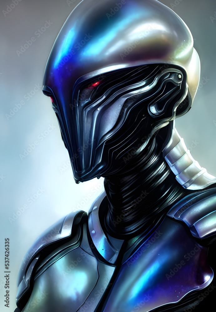 Blue alien armor character with helmet Stock Illustration | Adobe Stock