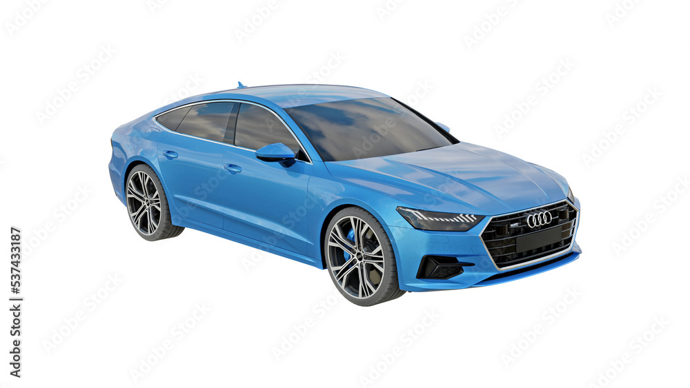 light blue car isolated on white, AUDI A7 png transparent background 3d ...