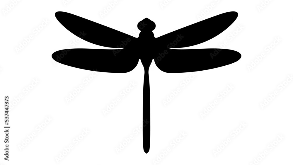 Dragonfly silhouette. Glyph icon of insect, simple shape of damselfly ...