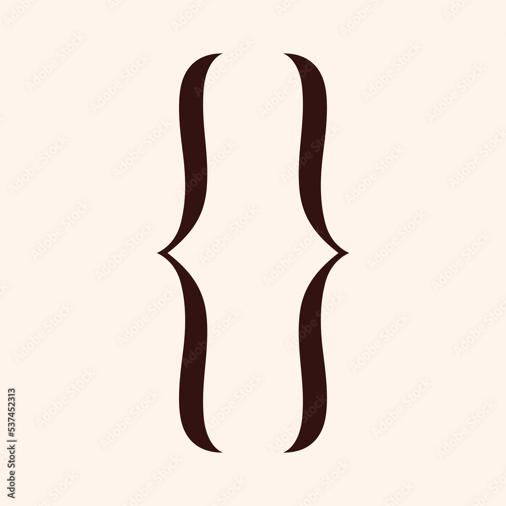 Curly brackets pair in retro style. Double symmetric braces ...