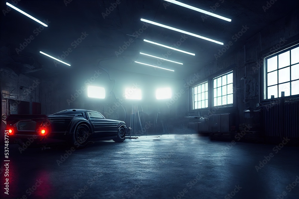Luminous showcases. Blue, red color, neon glow, edge lighting, mirror ...