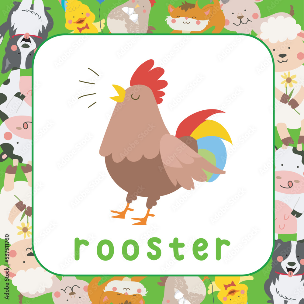 Stock-Vektorgrafik „Cute flashcards animal farm edition. Educational ...