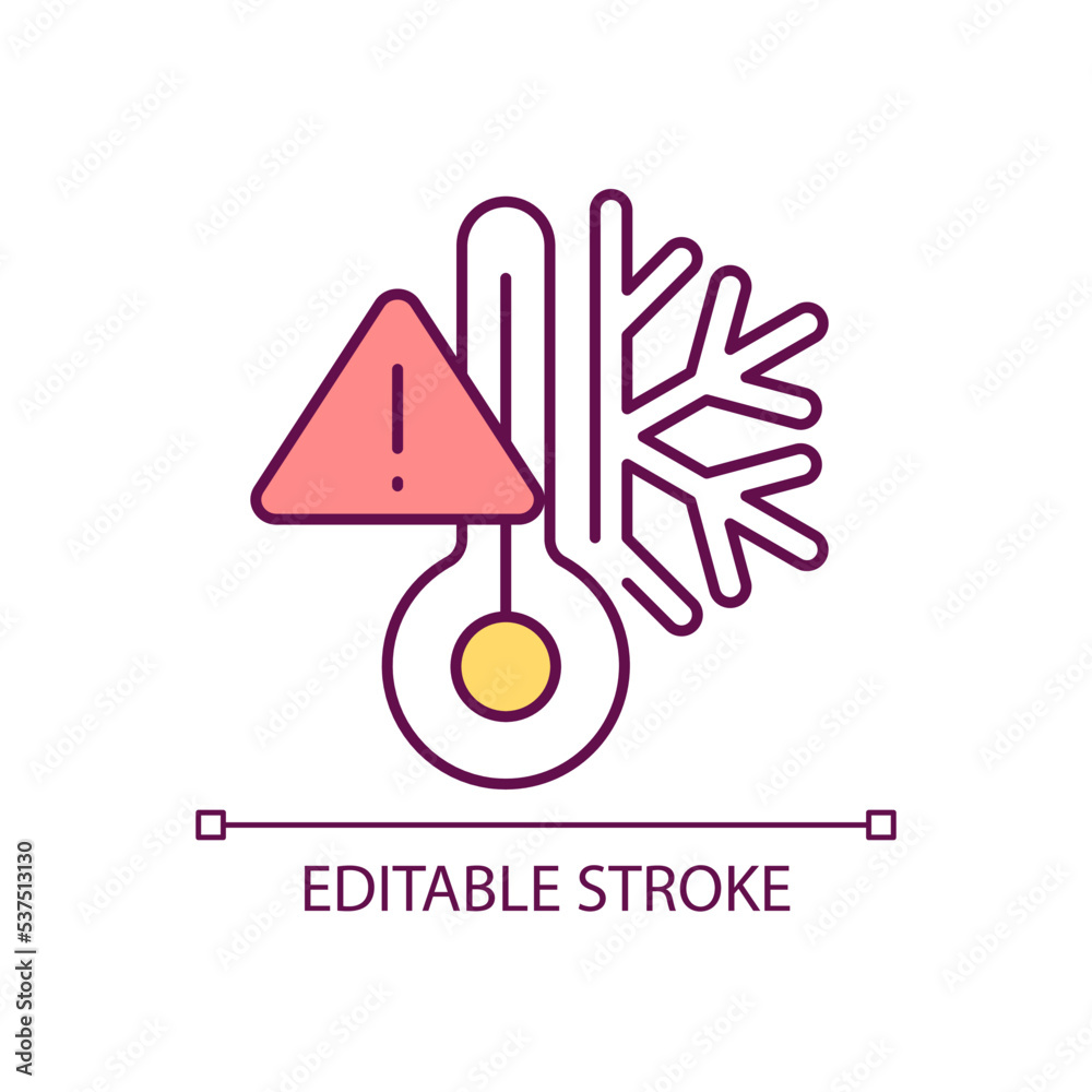 Stock-Vektorgrafik „Warning about low temperature RGB color icon ...