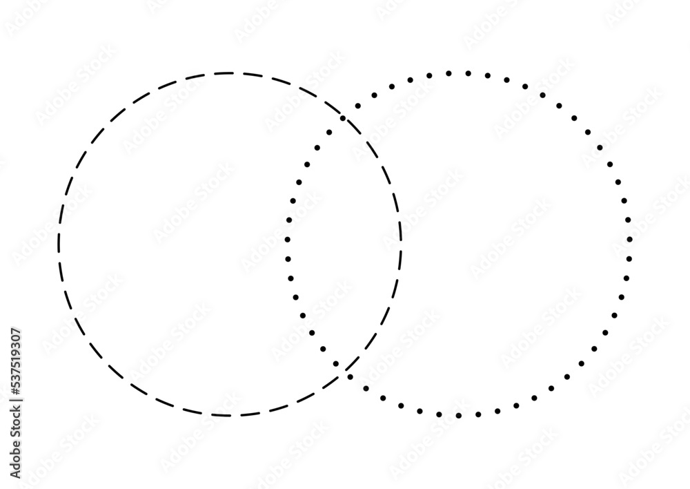 Venn diagram blank merge two dash line and dotted line circles chart ...