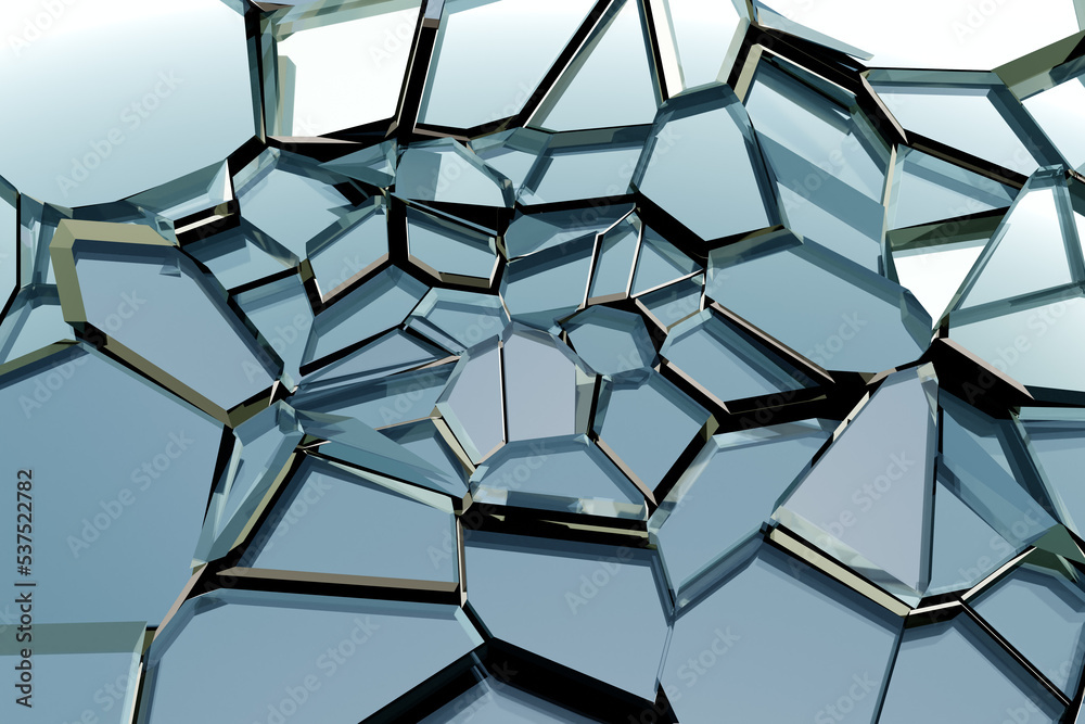 Broken glass. Pile of broken glass or mirror. Background from blue fragments. Glass from window ...