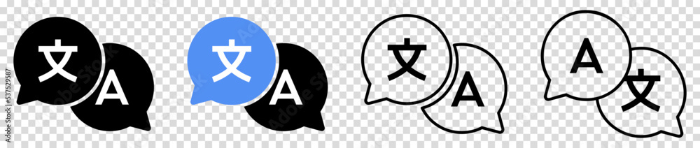 Language translation icons. Vector illustration isolated on transparent ...