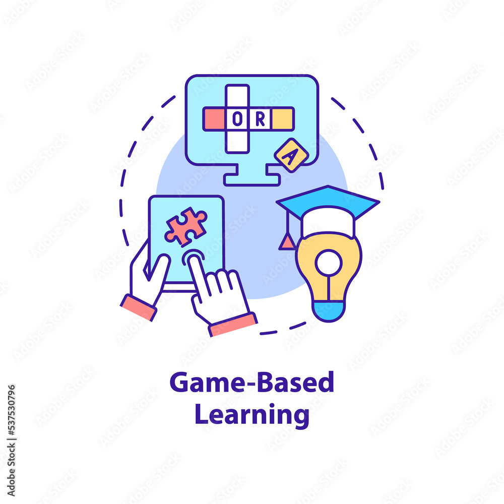 Game based learning concept icon. Engagement and motivation. Elearning abstract idea thin line ...