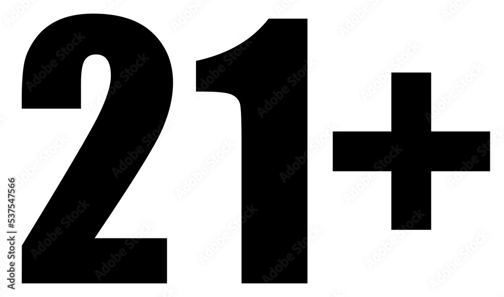 Sign of Adult Only Icon Symbol for Eighteen Plus (18+) and Twenty One ...