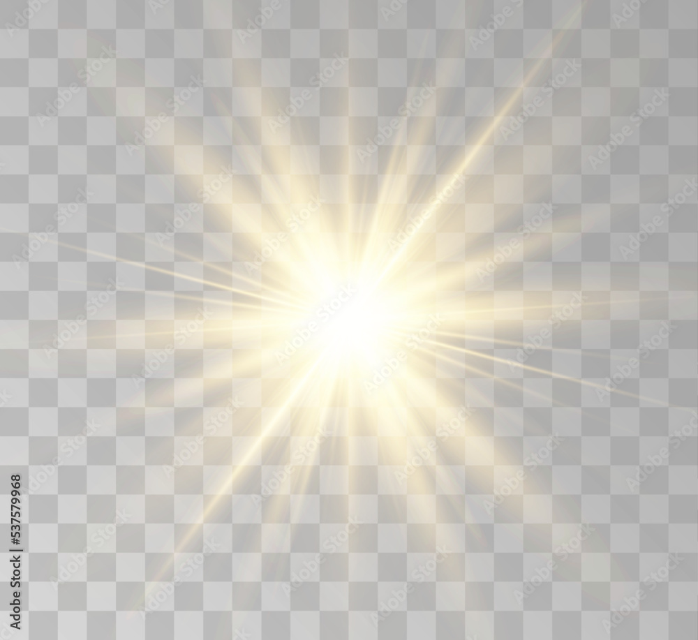 Transparent yellow sunlight special lens flash light effect. Front ...