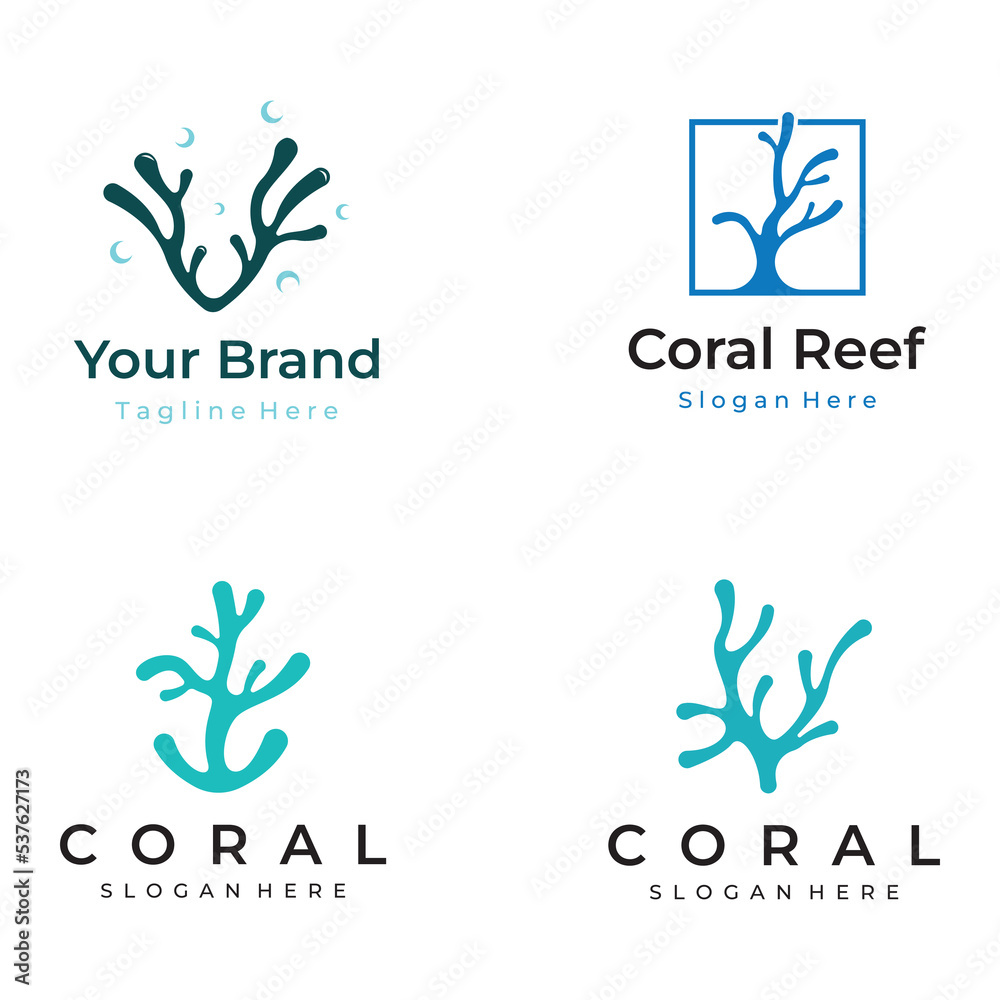 Beautiful colorful underwater natural coral reef logo creative design ...