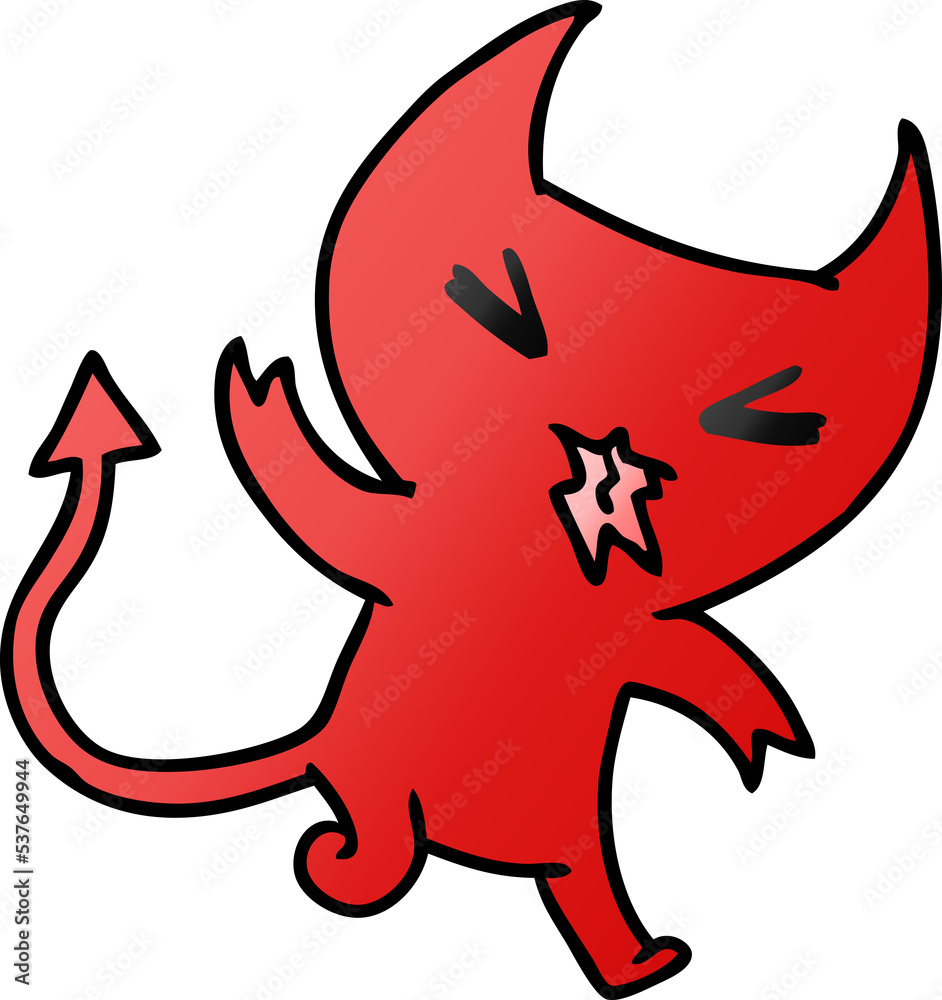 gradient cartoon illustration of a kawaii cute demon 素材庫插圖 | Adobe Stock