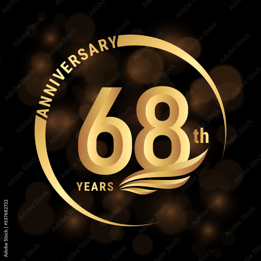68th Anniversary Logo, Logo design with gold color wings for poster ...