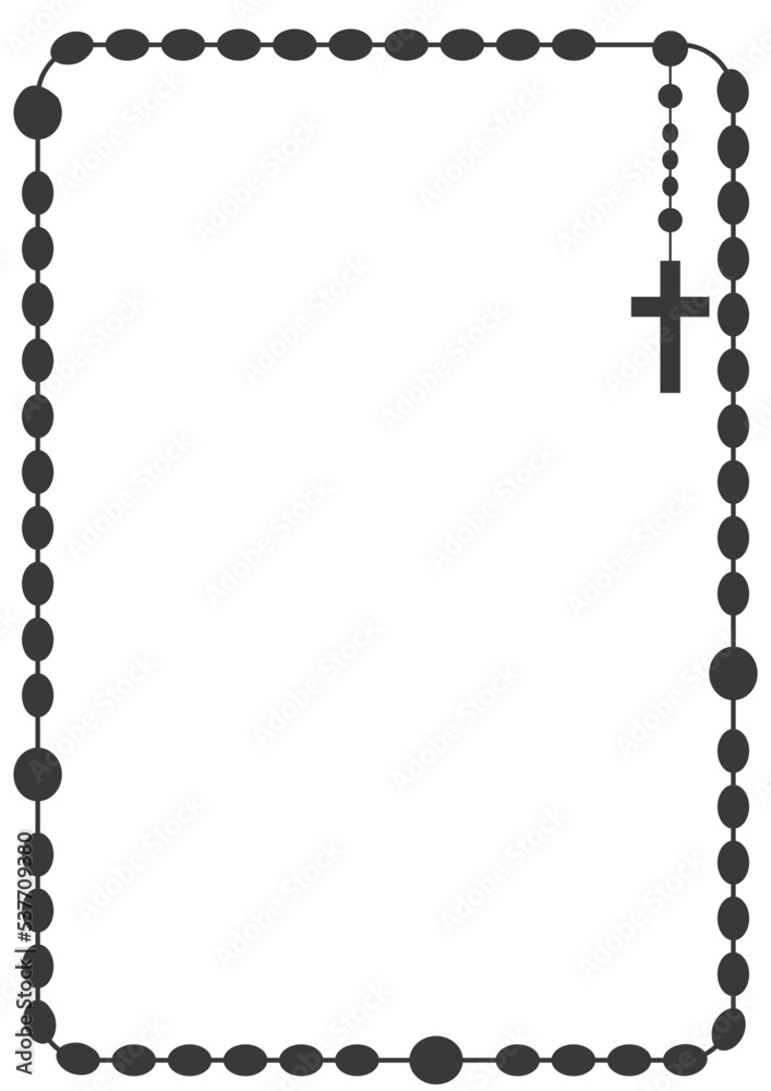 Rosary beads frame with copyspace for text. Chain and cross. Religion ...