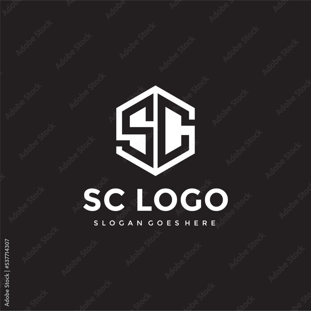 SC Hexagon logo vector image Stock Vector | Adobe Stock